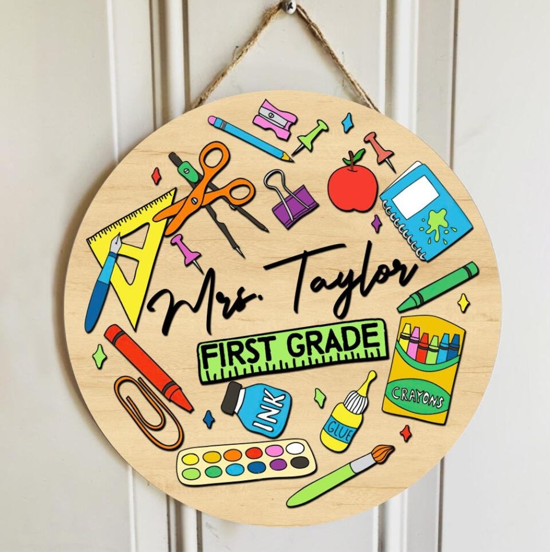 Personalized Teacher Door Sign, Teacher Name Sign, Teacher Door Hanger ...