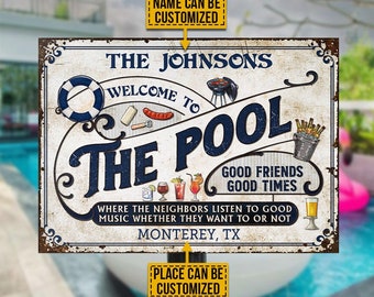 Pool Rules Relax Unwind Metal Signs, Funny Pool Sign, Outdoor Sign ...