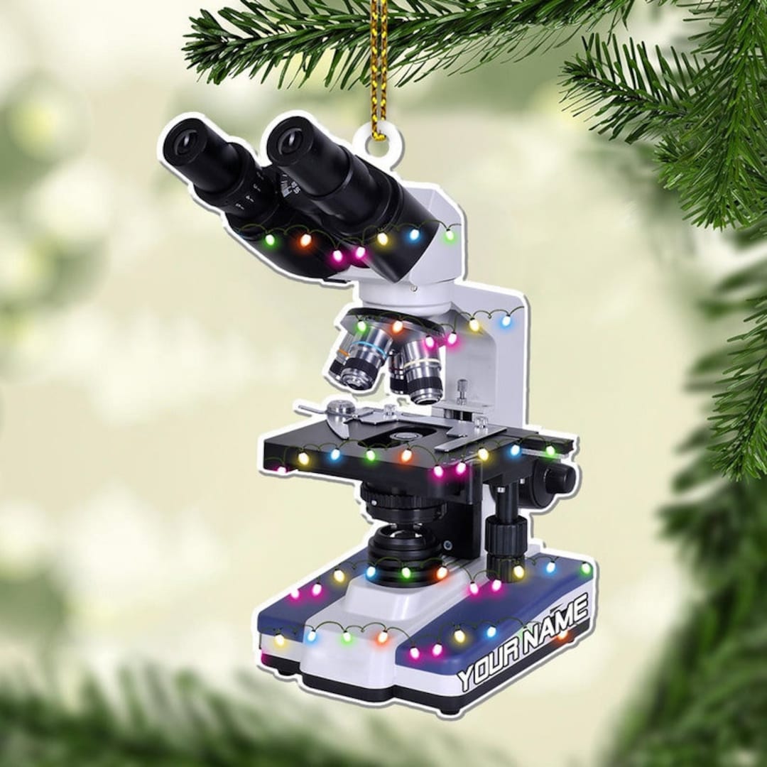 Personalized Medical Microscope Shape Flat Ornament, Science Christmas ...