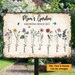 Mom Garden Metal Sign, Custom Kids Name Birth Month Flowers ...