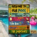 Personalized Swimming Pool Flamingo Metal Signs, Funny Pool Sign ...