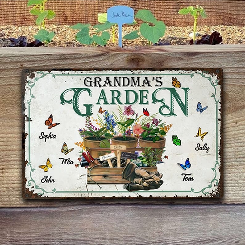 Personalized Metal Garden Sign for Grandma, Custom Metal Gardening Gift ...