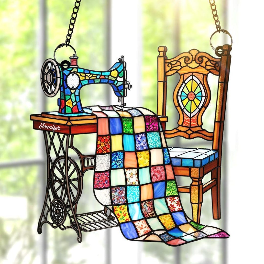 Personalized Vintage Sewing Machine Suncatcher ACRYLIC Ornament, Sewing ...