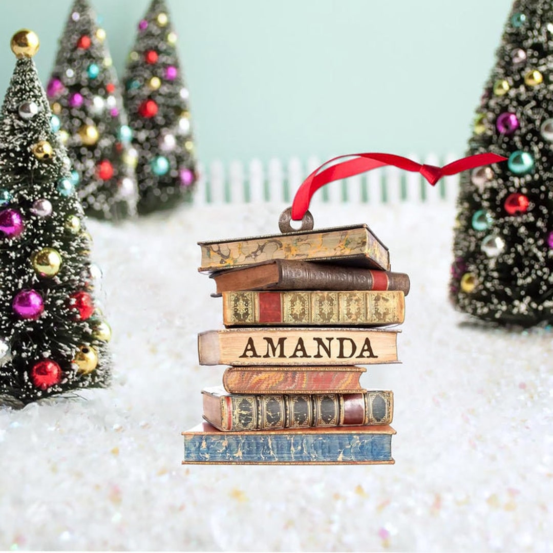 Personalized Books Christmas Tree Ornament, Books Christmas Ornament ...