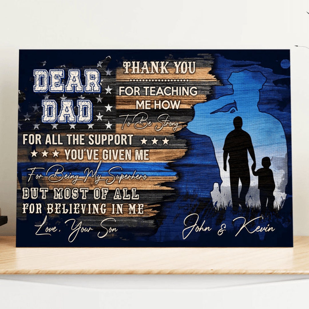 Personalized Police Father and Son Canvas Print, Superhero Blue Line ...