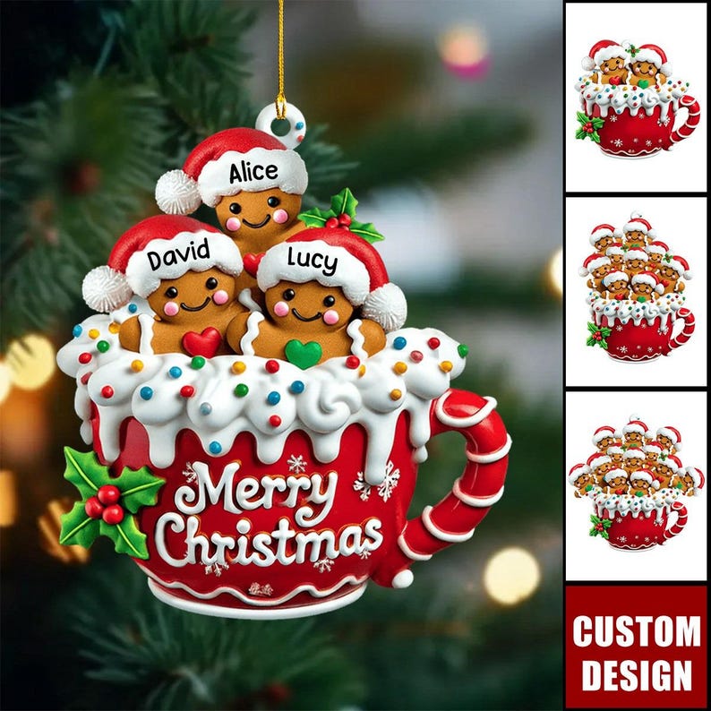 Personalized Gingerbread Christmas Ornament, Gingerbread Family, Gift ...