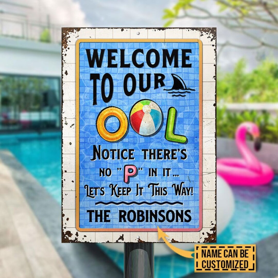 Swimming Pool No P Custom Metal Signs, Funny Pool Sign, Outdoor Sign ...