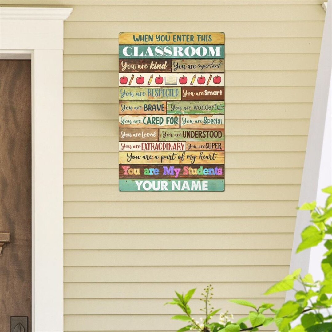 Personalized Classroom Metal Sign, Classroom Door Decor, Welcome ...