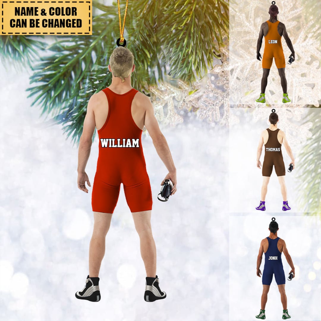 Personalized Wrestler Christmas Acrylic Ornament, Wrestling Ornament ...