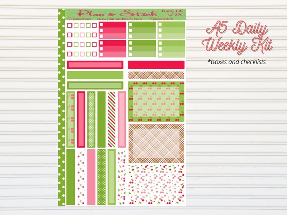 W-29 A5 Add On Stickers| Cherry Surprise Daily Planner Weekly Sticker Kit-2021 Paper Calendars ...