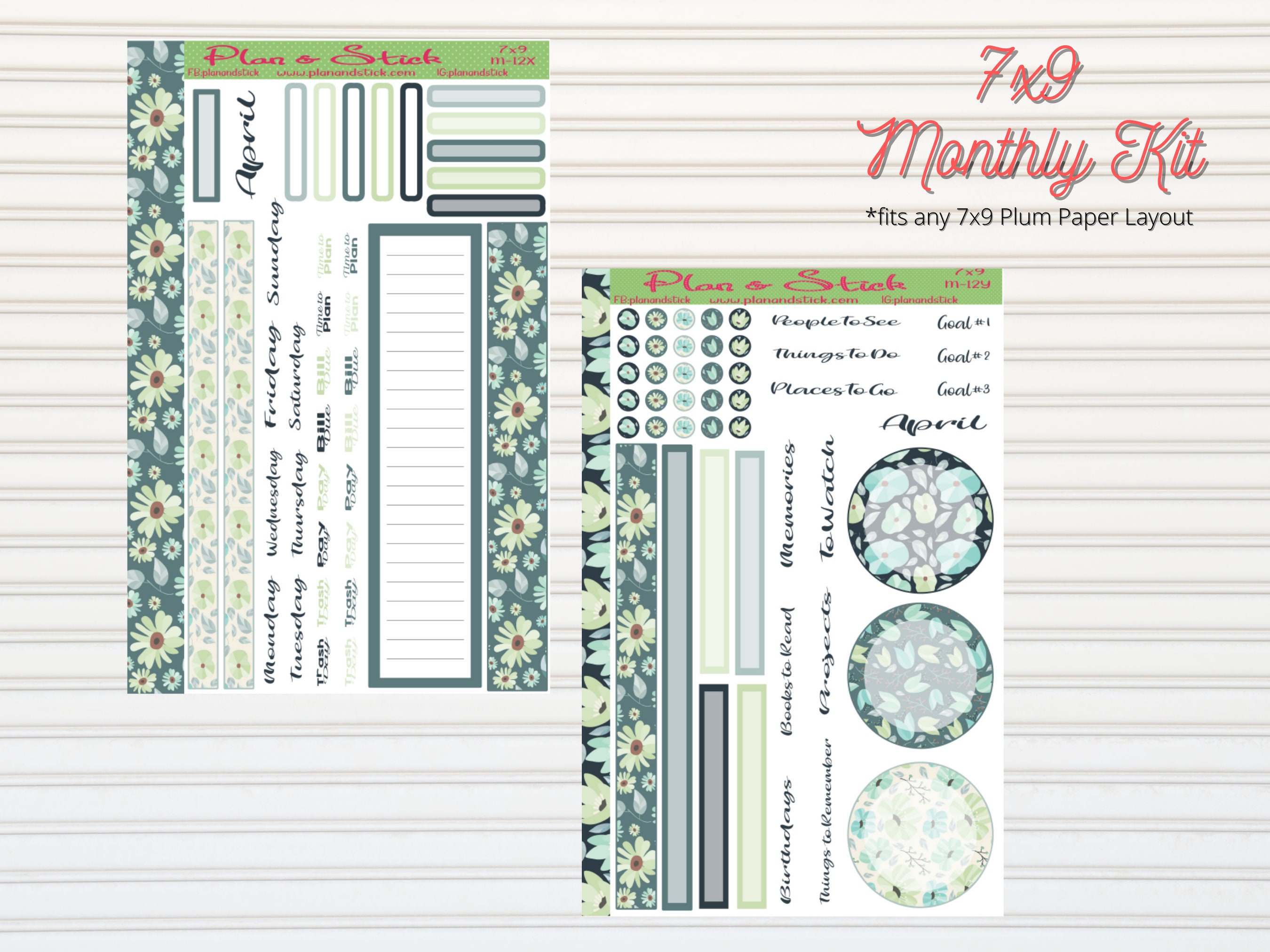 Calendars & Planners M-31 7X9 Monthly Kit Stickers| Monthly Dashboard ...