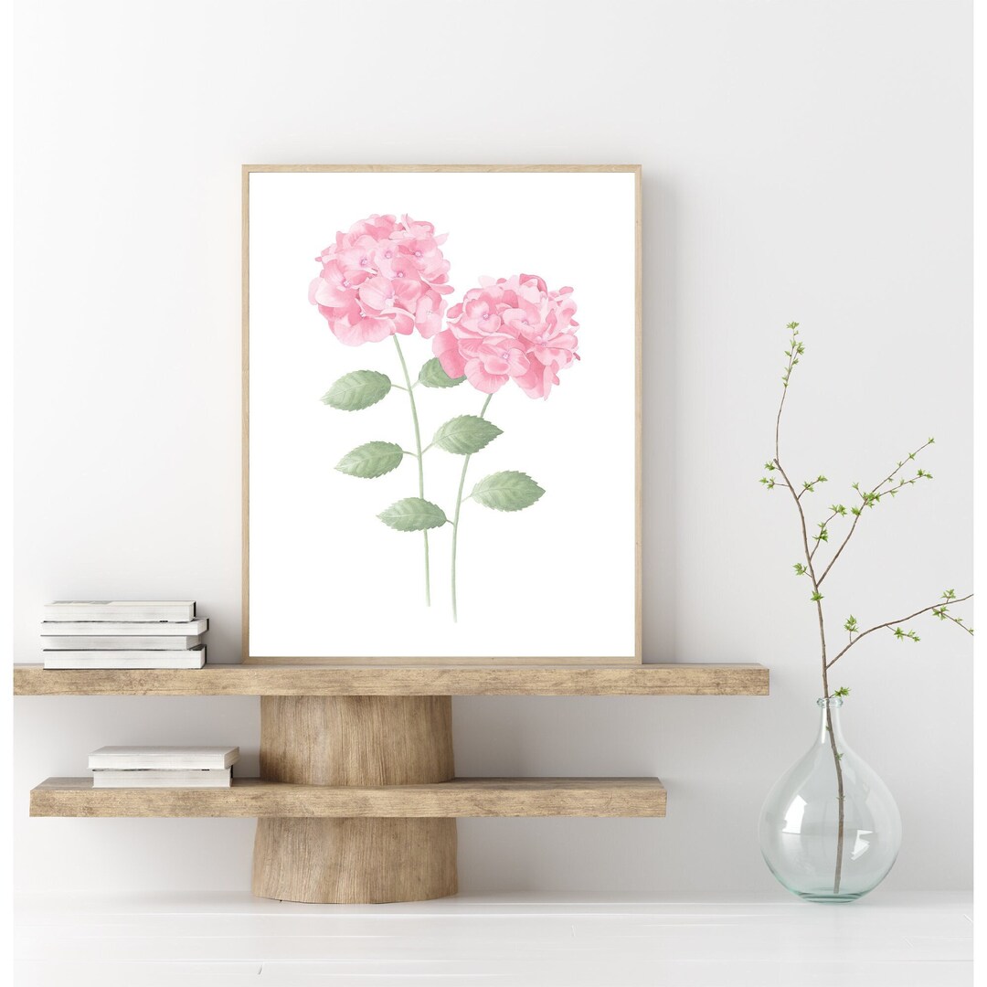 Pink Hydrangea Print Hydrangea Art Print Hydrangea Painting Botanical ...