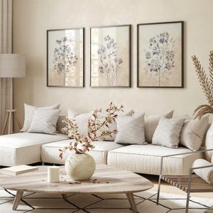 Modern Farmhouse Wall Decor Set of 3 Prints Botanical Wall Art Rustic ...