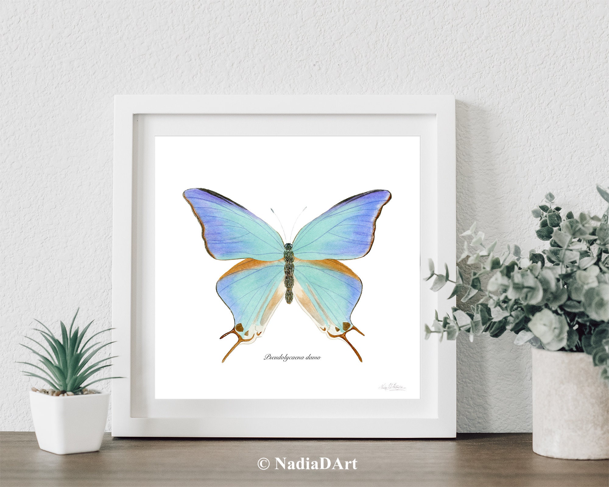 Teal Blue Butterfly Print Blue Butterfly Wall Decor - Etsy