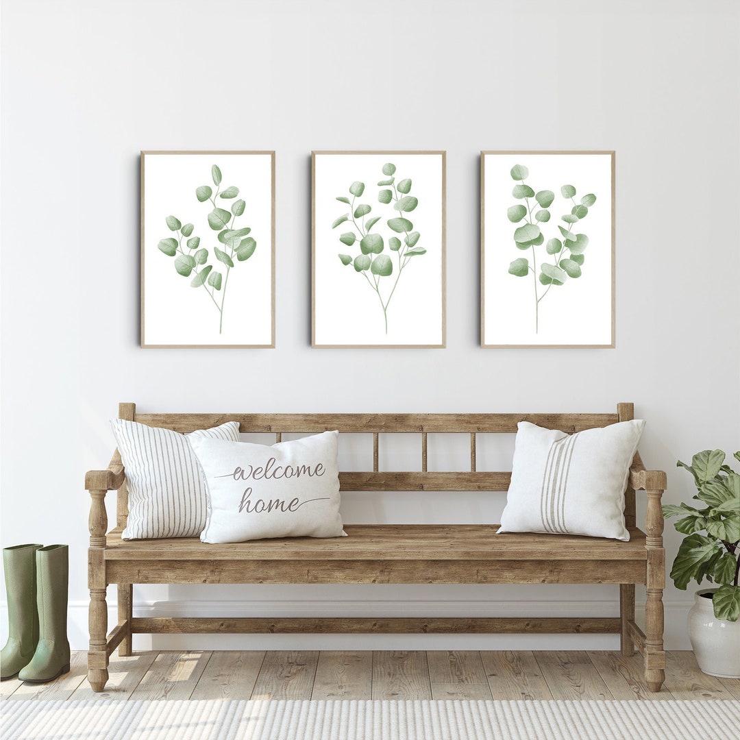 Silver Dollar Eucalyptus Art Print Set of 3 Prints Sage Green Wall Art ...