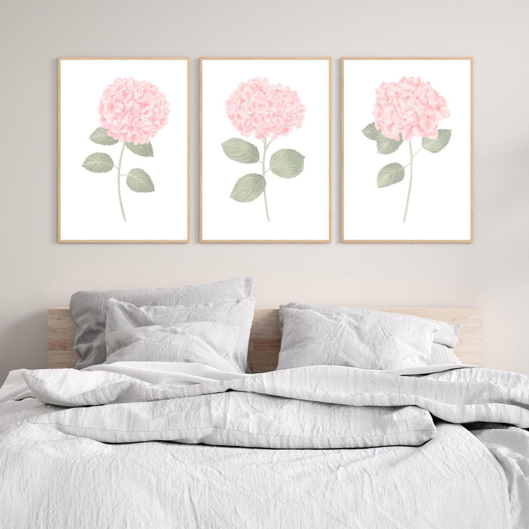 Light Pink Wall Art Pink Hydrangea Wall Art Blush Pink Wall Art ...