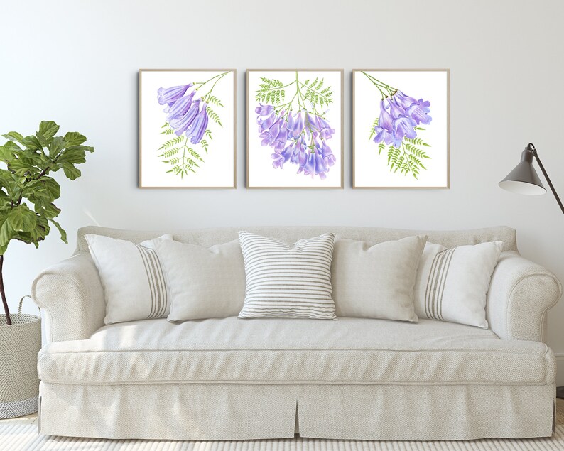 JACARANDA ART PRINT Set of 3, Jacaranda Botanical Print, Jacaranda ...