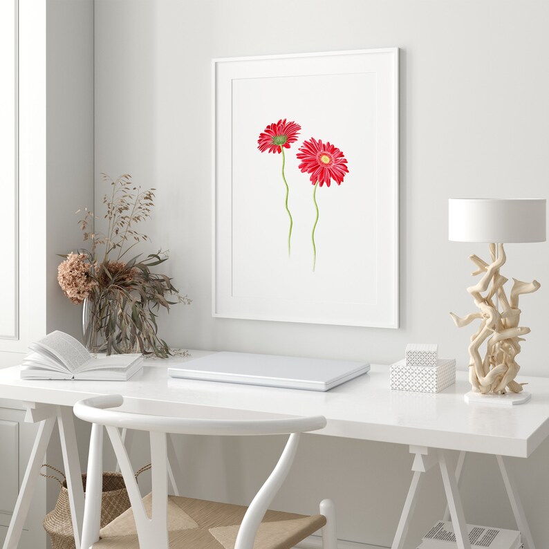 Watercolor Daisy Wall Art, Gerbera Daisy Painting, Daisy Art Print ...