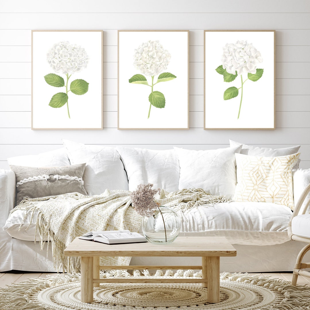 White Hydrangea Print Hydrangea Painting Hydrangea Watercolor Modern ...