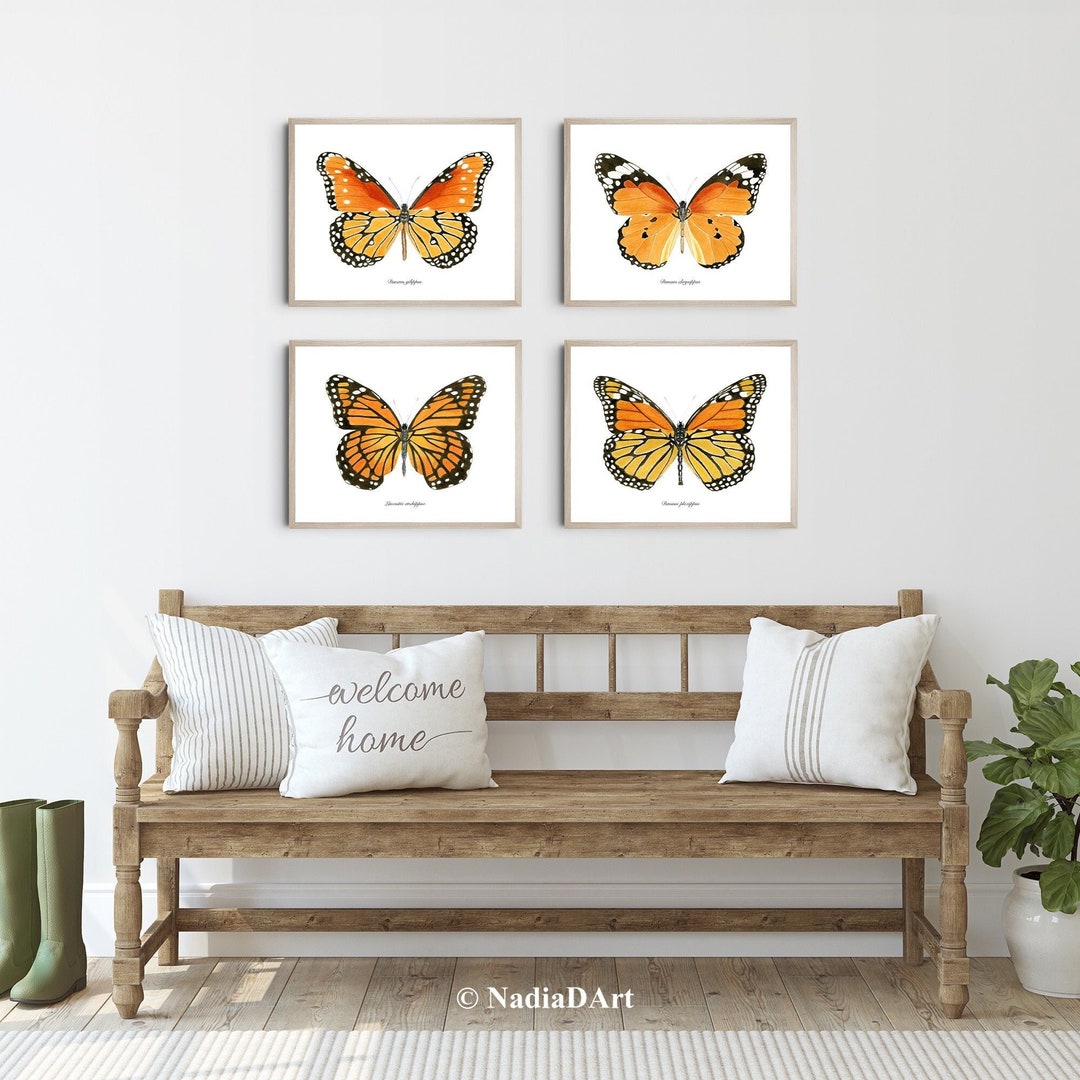 Monarch Butterfly Print Set of 4, Monarch Butterfly Wall Art, Monarch ...