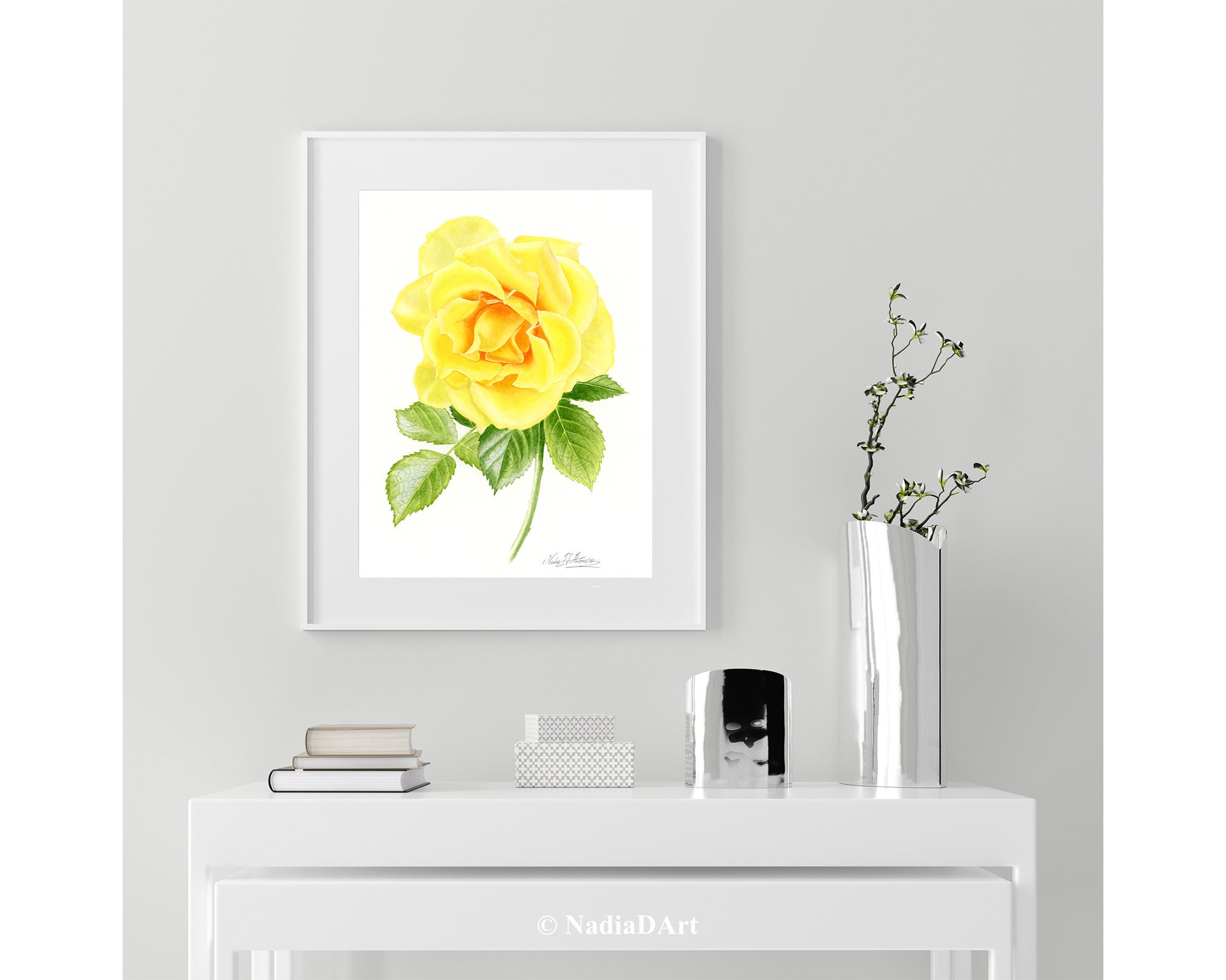 YELLOW ROSE FLOWER Art Print Yellow Rose Wall Art Yellow - Etsy
