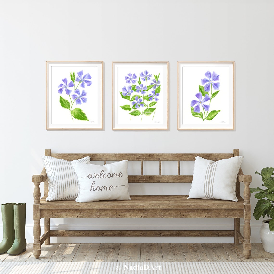 PERIWINKLE PRINT SET of 3, Periwinkle Watercolor Painting, Periwinkle ...