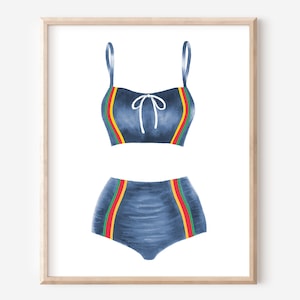 Vintage Swimsuit Prints Watercolor Swimsuit Art Print Vintage Bathing ...