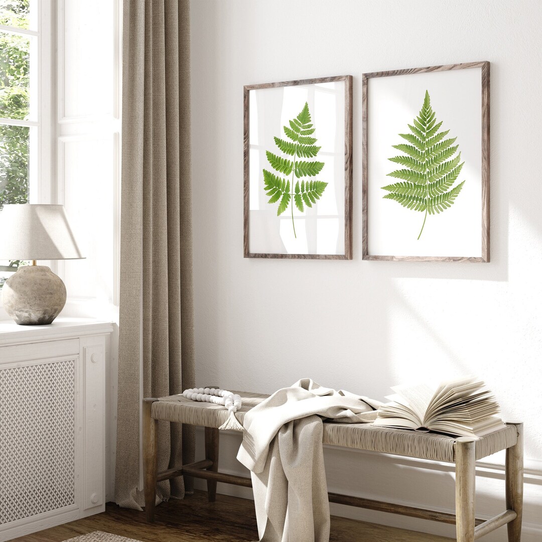 Green Watercolor Fern Print Set of 2 Fern Plant Poster Painted Fern ...