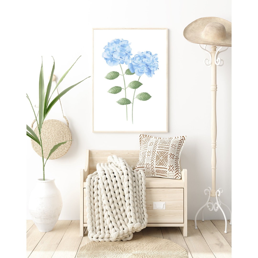 Blue Hydrangea Print Watercolor Hydrangea Art Print Blue Hydrangea ...