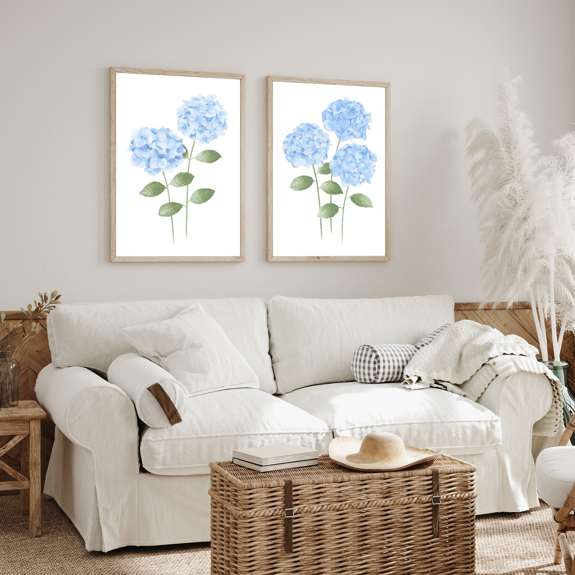 Blue Hydrangea Painting Hydrangea Print Set of 2 Watercolor Hydrangea ...