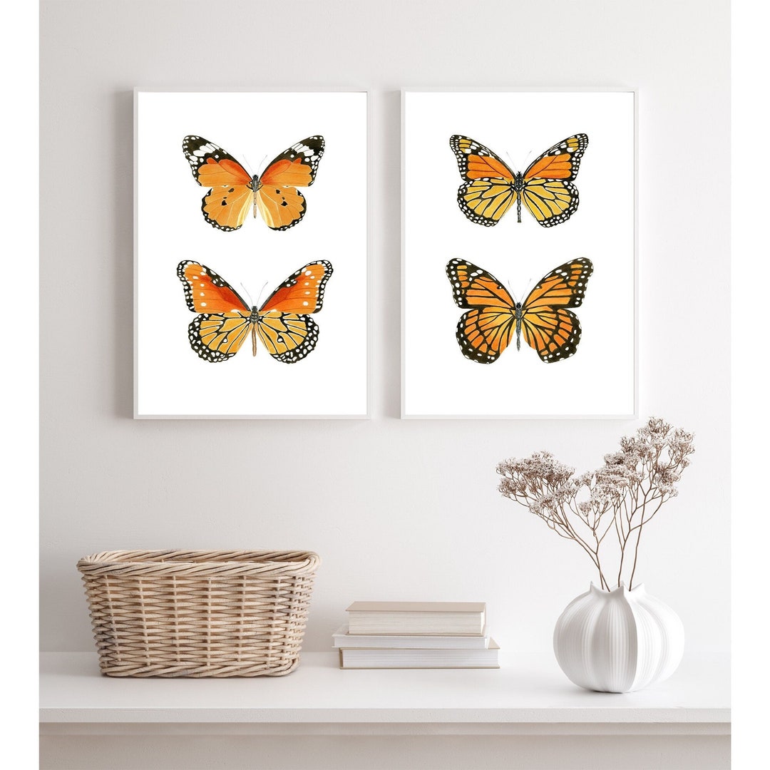Monarch Butterfly Painting Monarch Butterfly Print Set Two Piece Wall ...