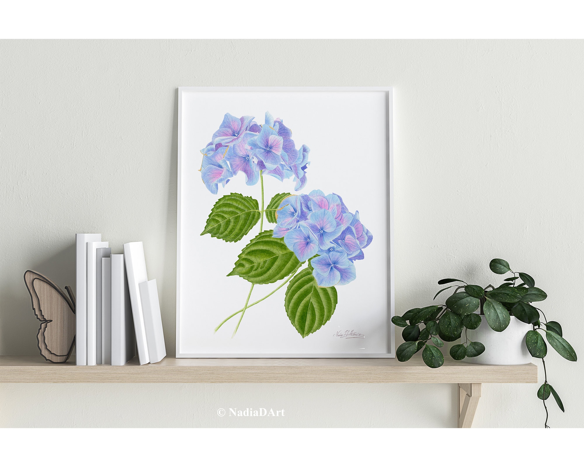 BLUE HYDRANGEA Print, Hydrangea Watercolor Painting, Hydrangea Wall Art ...