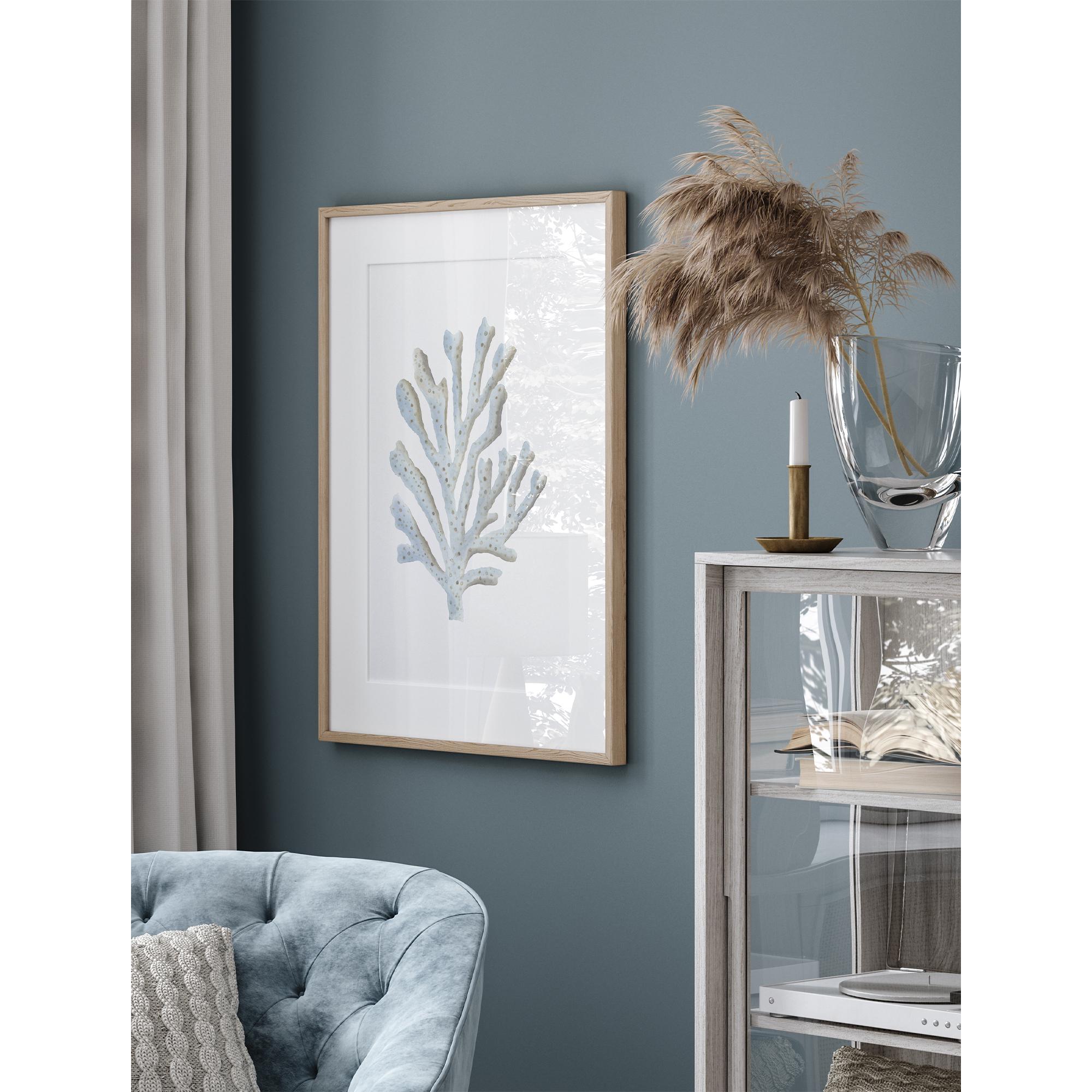 Nautical Light Blue Wall Art Coastal Wall Art Blue Coral Prints Set of ...