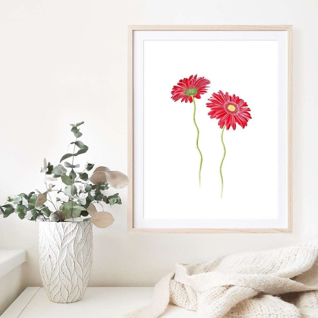 Watercolor Daisy Wall Art, Gerbera Daisy Painting, Daisy Art Print ...