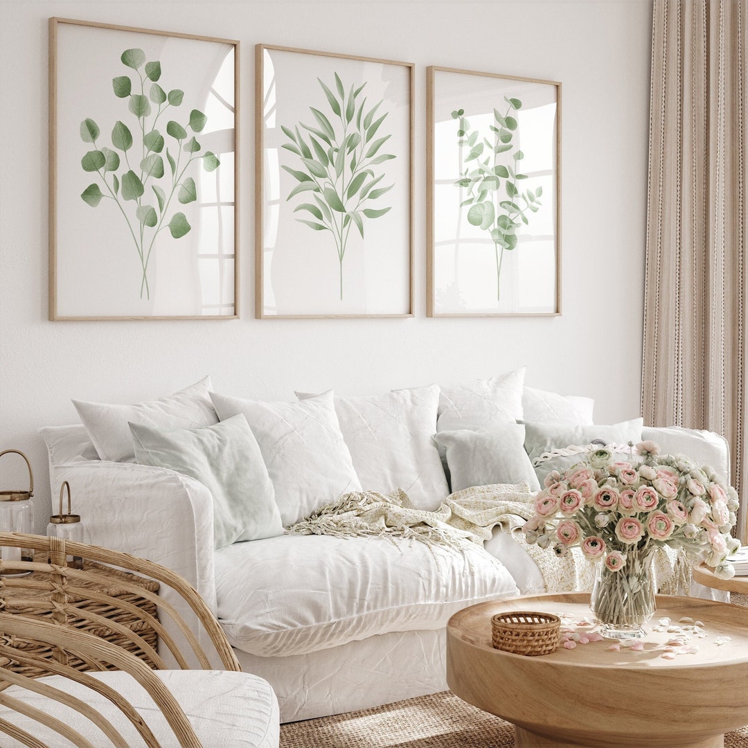 Silver Dollar Eucalyptus Print Minimalist Wall Decor Extra Large ...