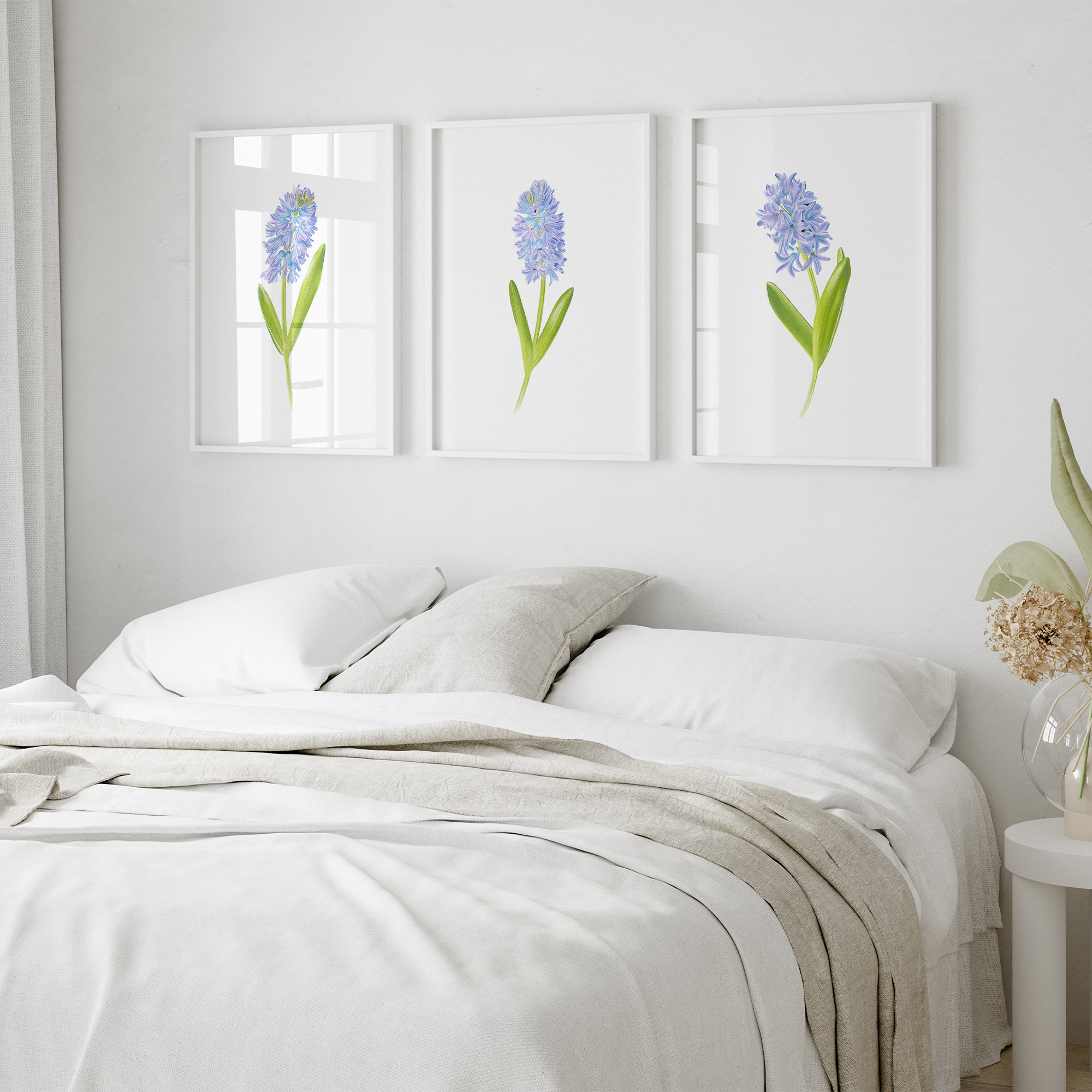 BLUE HYACINTH PRINT Set of 3, Hyacinth Watercolor Painting, Spring ...