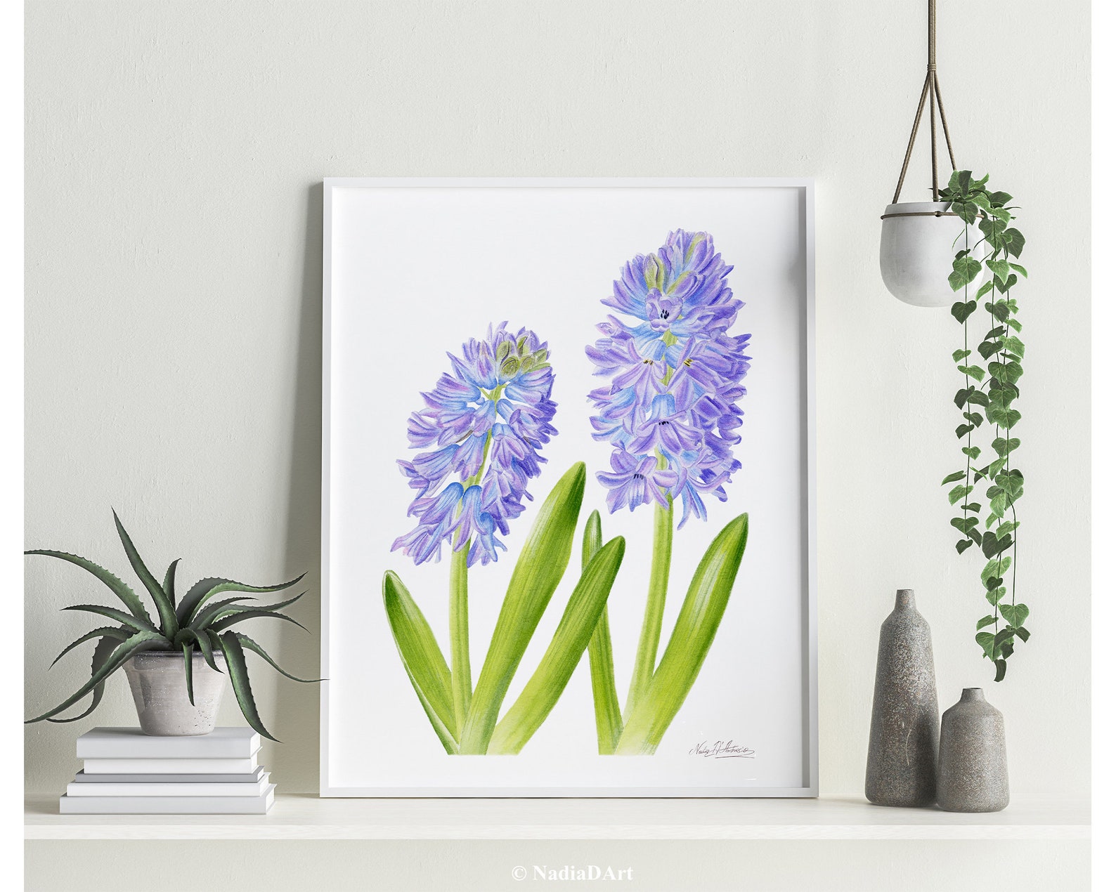 BLUE HYACINTH PRINT Hyacinth Watercolor Painting Hyacinth | Etsy
