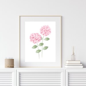 Pink Hydrangea Print Set of 3 Hydrangea Painting Hydrangea Watercolor ...