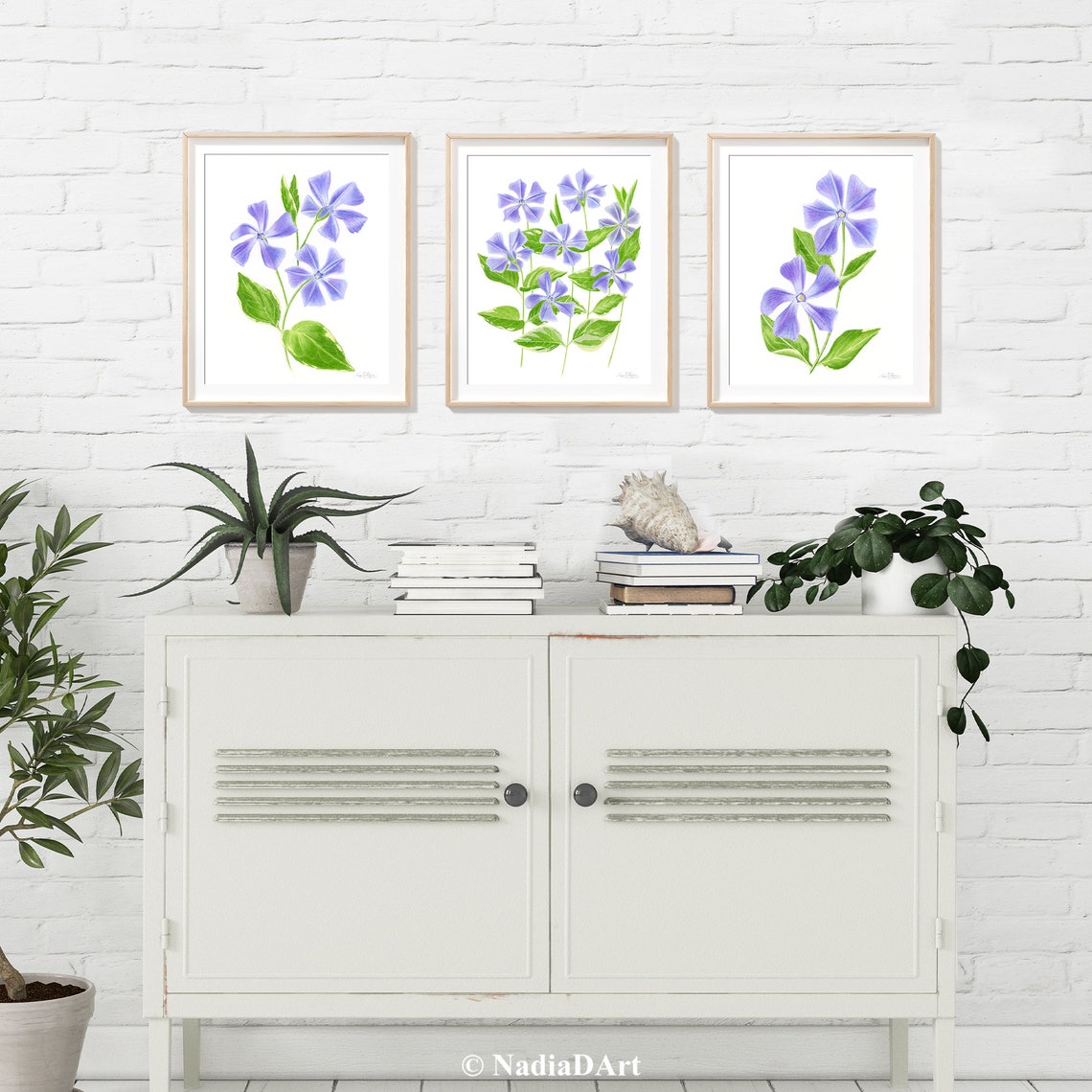 PERIWINKLE PRINT SET of 3, Periwinkle Watercolor Painting, Periwinkle ...