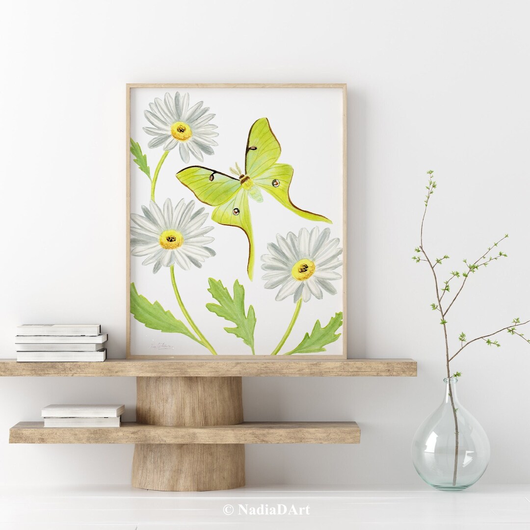 Luna Moth Art Print, Watercolor Luna Moth Painting, Luna Moth Wall Art ...
