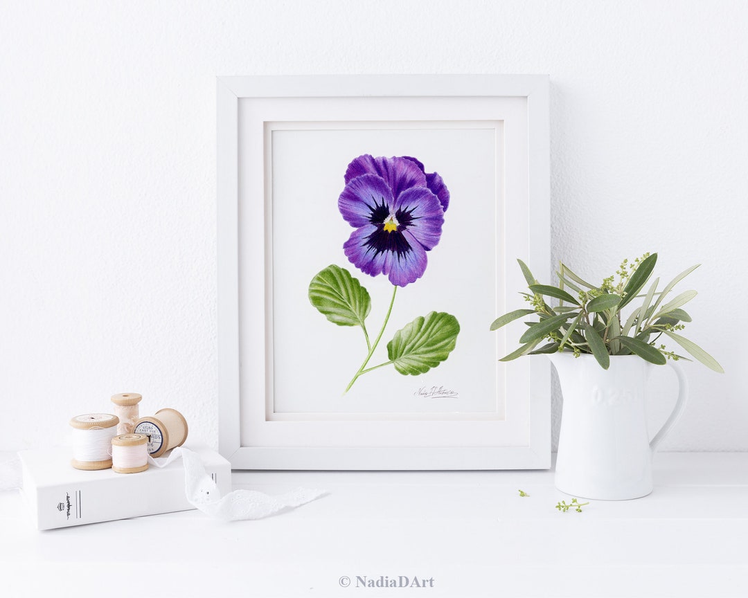 VIOLET FLOWER ART Print, Pansy Art Print, Violet Botanical Print ...