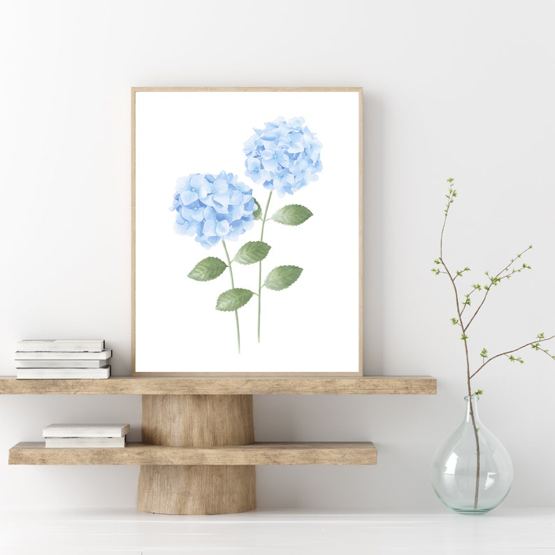 Blue Hydrangea Painting Blue Hydrangea Print Hydrangea Art Print ...