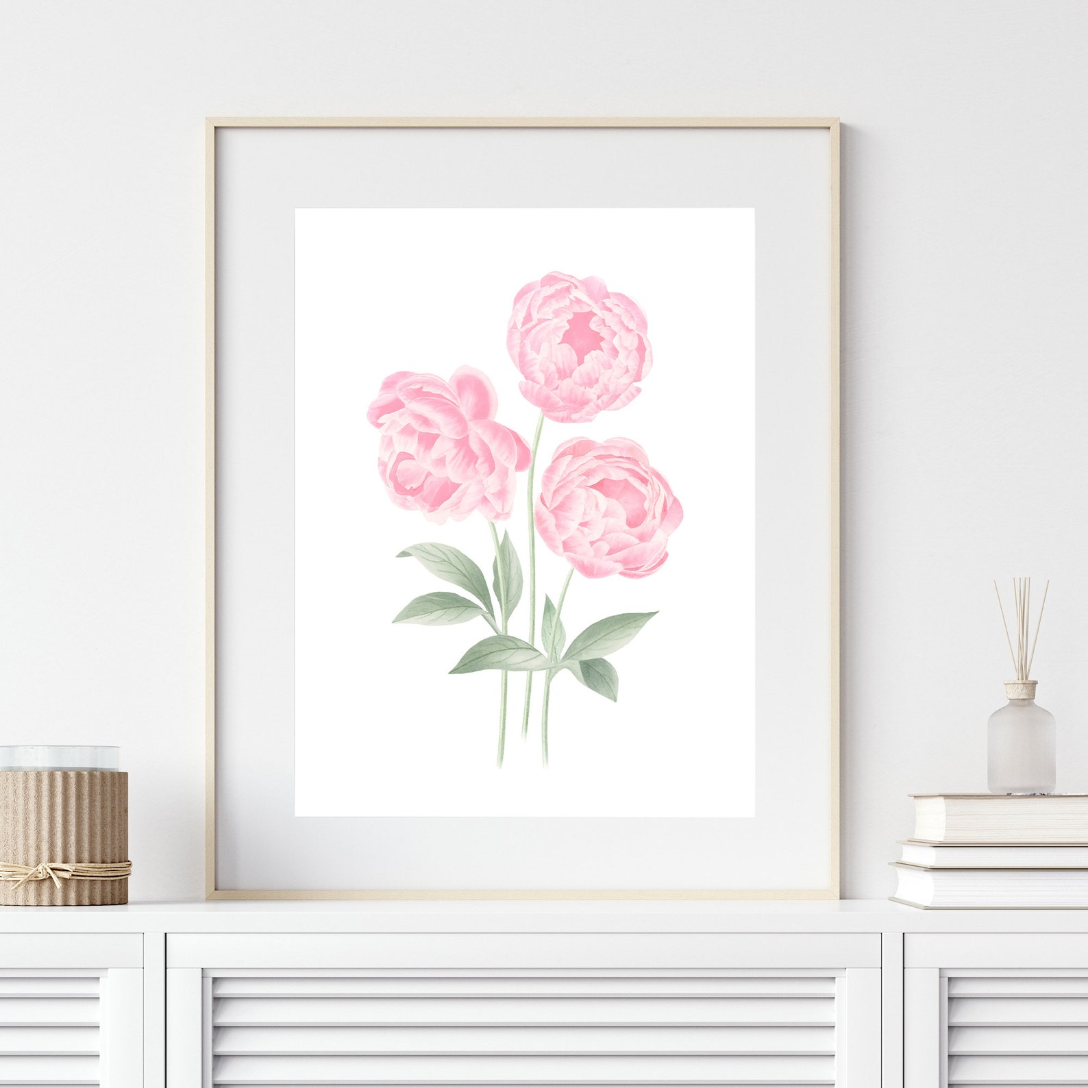 Peonies Art Print Watercolor Peonies Print Floral Botanical Print Blush ...