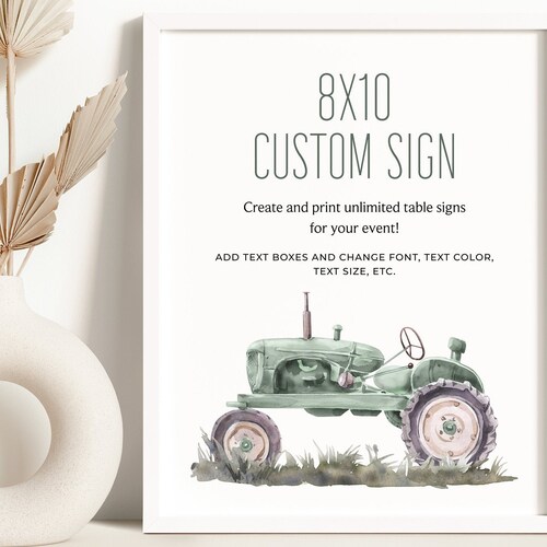 Editable Farm Baby Shower Invitation Green Tractor Baby Shower | Etsy