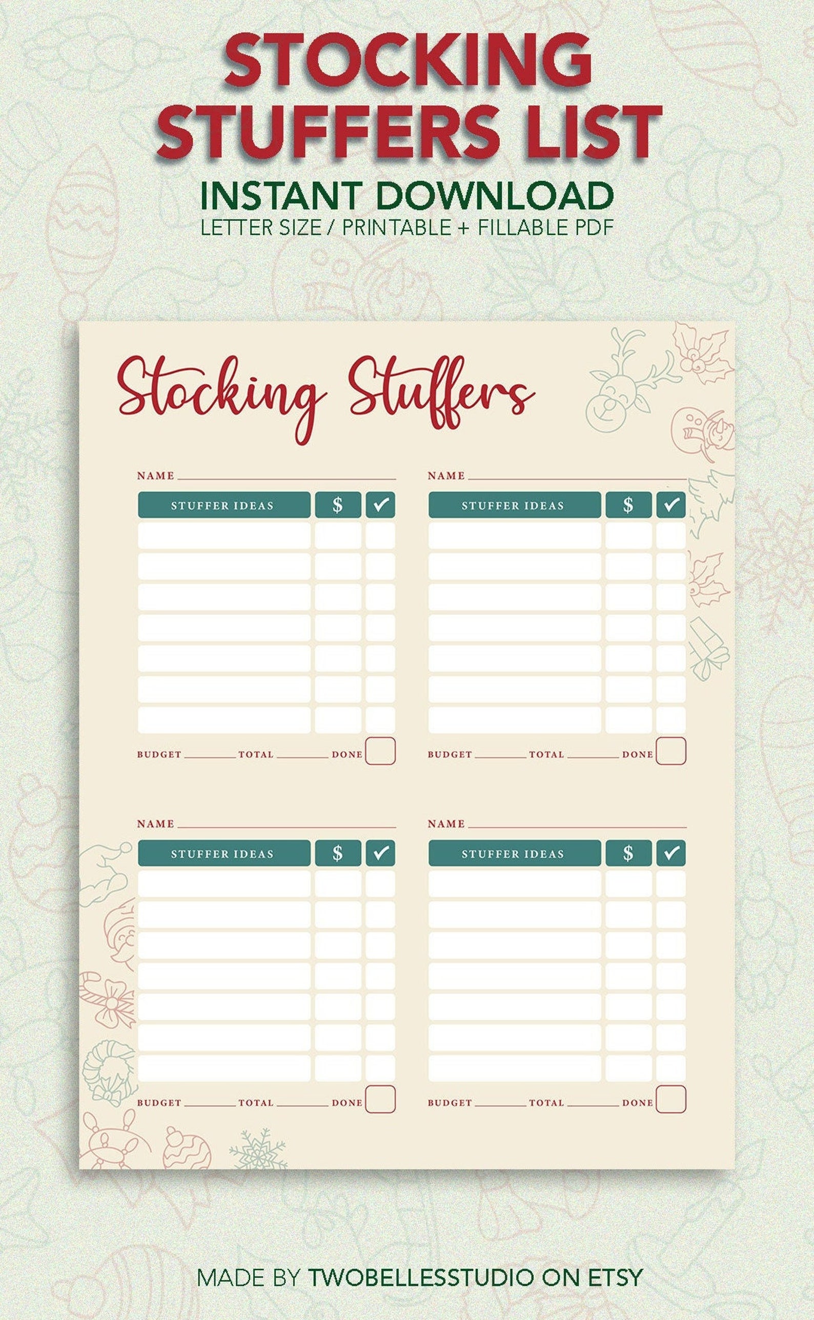 Stocking Stuffers List / Digital Download / Printable - Etsy