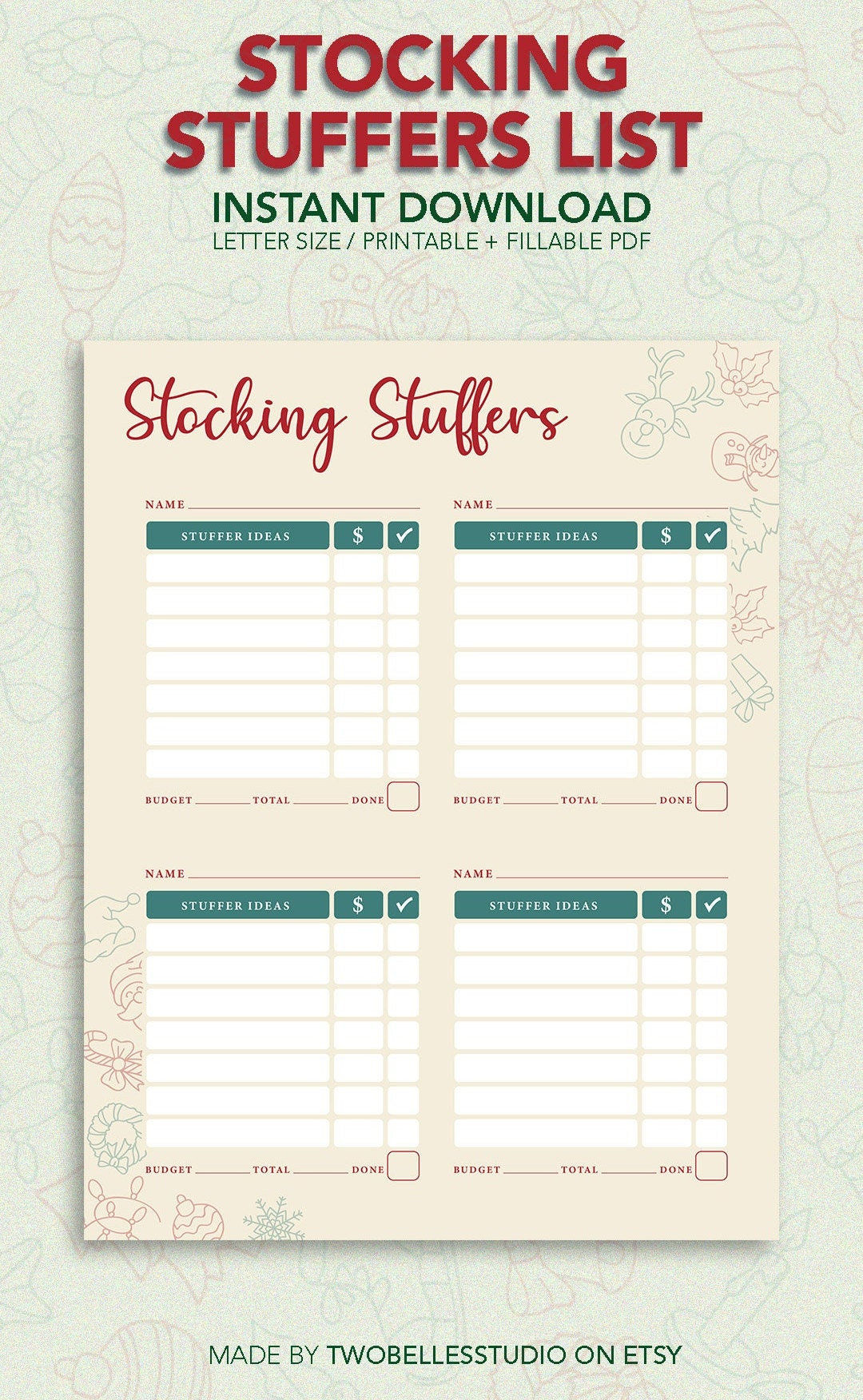 Stocking Stuffers List / Digital Download / Printable - Etsy
