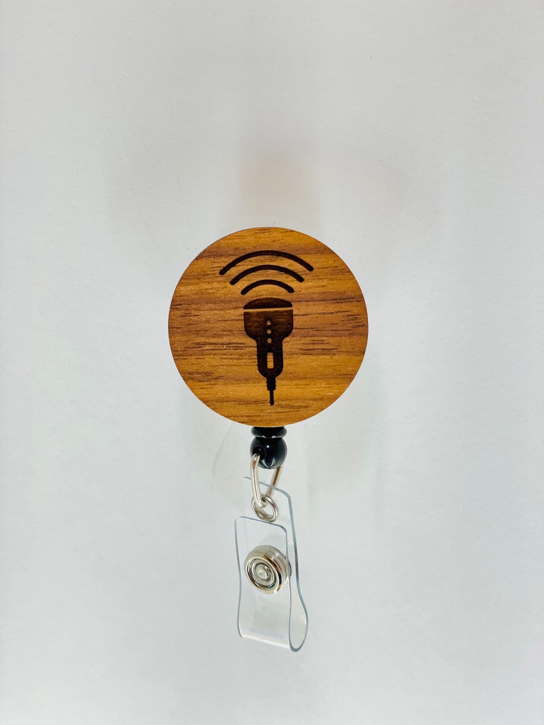 Sonography Walnut Laser Engraved Badge Reel, ID Holder, Refrigerator ...
