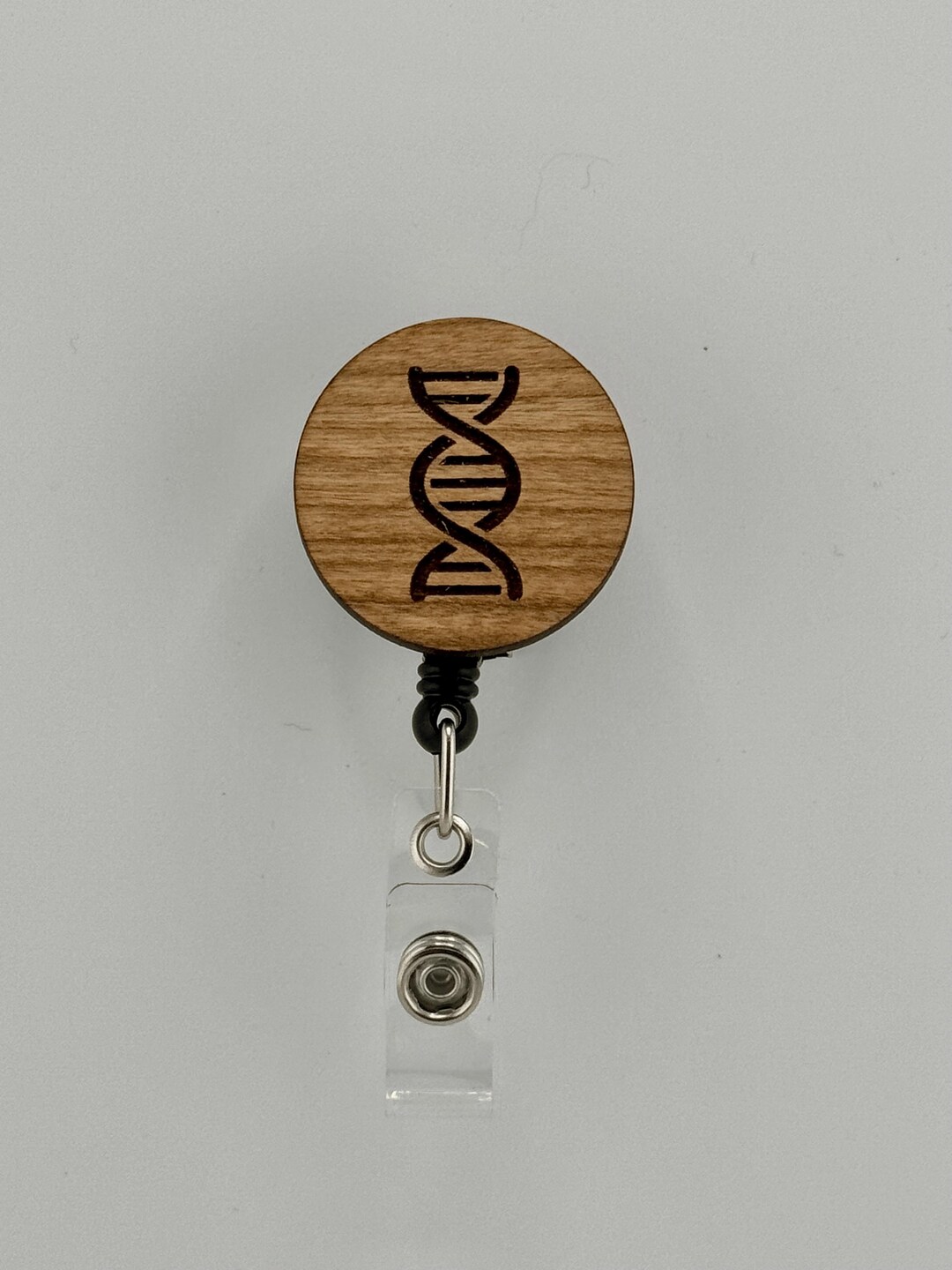 DNA Helix Walnut Laser Engraved Badge Reel, ID Holder, Refrigerator ...