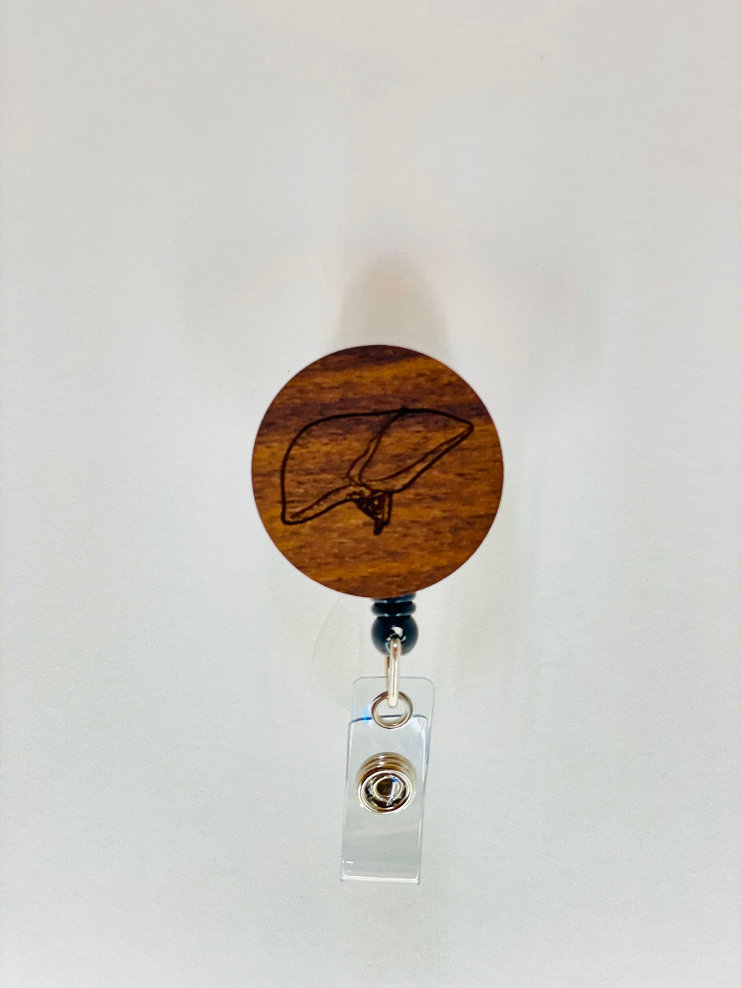 Anatomical Liver Walnut Laser Engraved Badge Reel, ID Holder ...