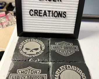 Harley Davidson Slate Coasters - Etsy